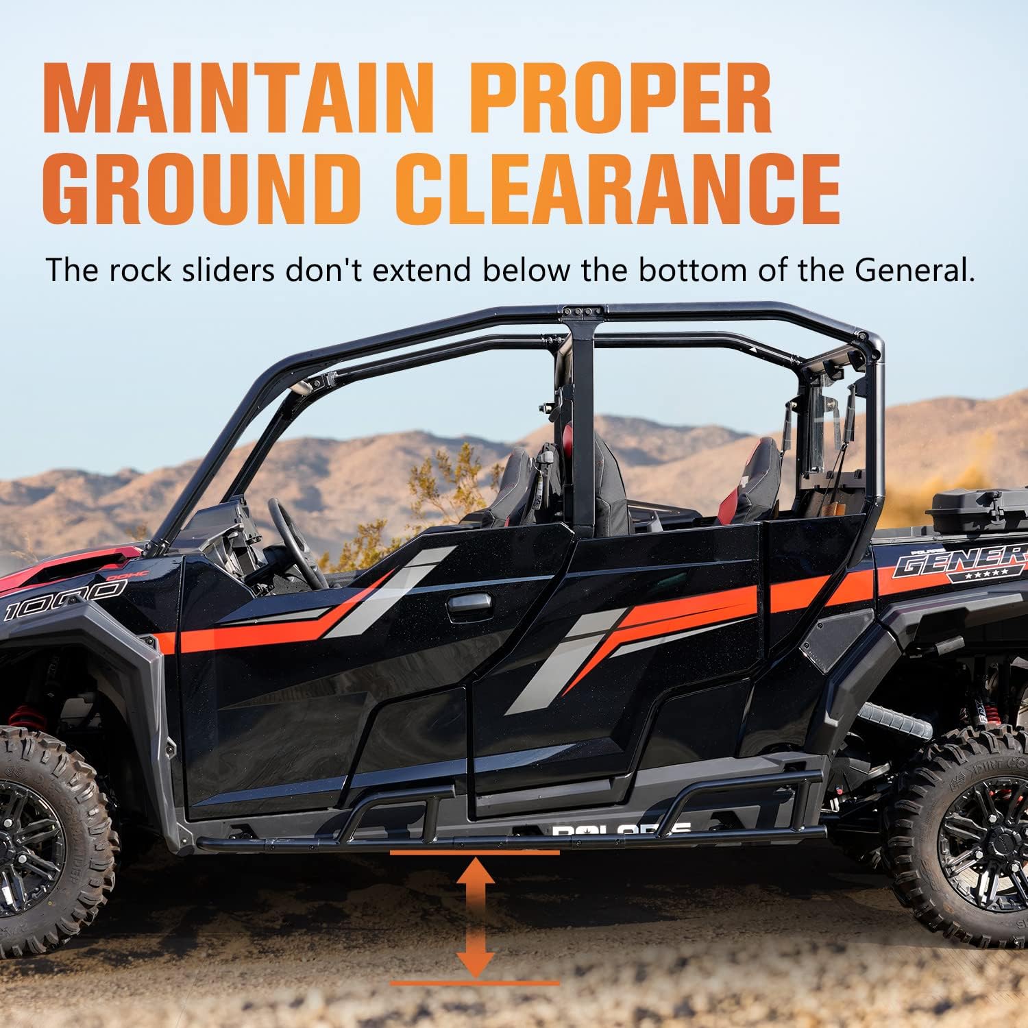 Polaris General 4 Seater Nerf Bars Rock Sliders | A & UTV PRP – A & UTV PRO